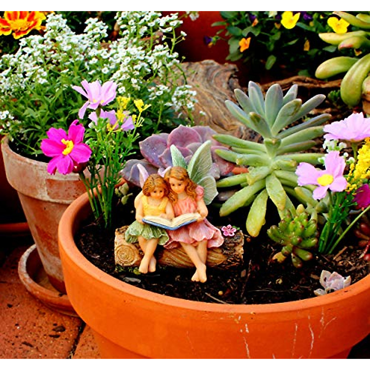 PRETMANNS Fairies for Fairy Garden - Garden Fairy Figurines - Garden Fairies for a Miniature Fairy Garden - Adorable Sitting Fairy Garden Fairies - 1 Piece Sister Fairies