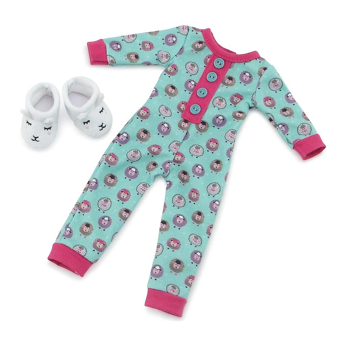 Emily Rose 18 Inch Doll PJs Pajamas Gift Set | 18" Doll Sleeping Clothes - 2 PC Set, with Fun 18-in Doll Lamb Slippers! | Gift Boxed! | Compatible with 18-inch American Girl Dolls