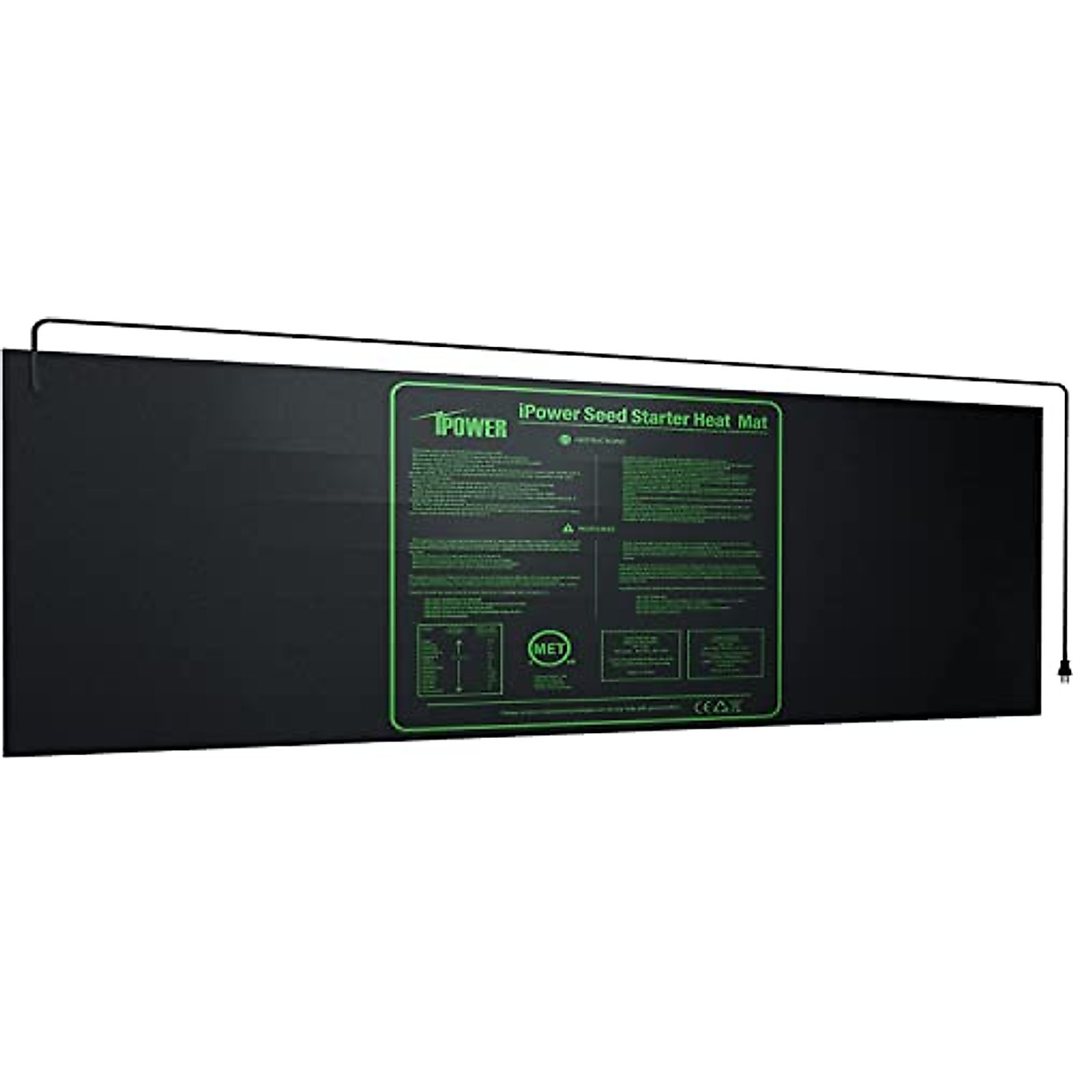 iPower GLHTMTL-A 48" x 20" Waterproof Durable Seedling Heat Mat Warm Hydroponic Plant for Indoor Gardening Germination Starting, Black