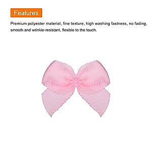 MECCANIXITY 50Pcs Mini Ribbon Bow 1" Mini Fabric Satin Ribbon Flower Bows for Craft DIY Sewing Wedding Birthday Party Pink