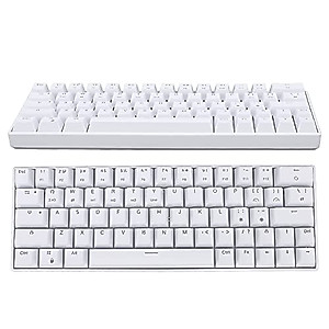 Gaming Keyboard, Long Battery Life Small Portable White Triple Mode Ergonomic Design Gaming Mechanical Keyboard for Home and Office (Brown Switch)