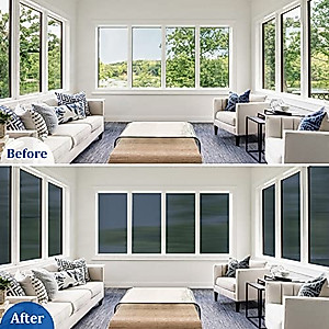 Sun Blocking Window Privcy Film Privacy Day and Night Anti UV Heat Control Window Tint for Home Mirror Reflective Static Cling Non-Adhesive Window Sticker（17.5 x 78.7 Inch）