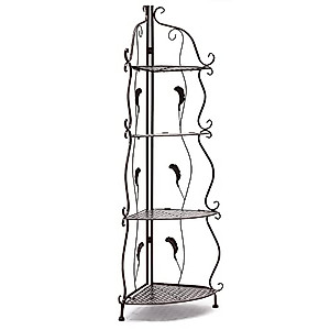 WANLECY 4 Layers Corner Shelf Stand, Metal Corner Bathroom Shelf Freestanding Toilet Bedroom Multi-Storey Shelf, Multipurpose Space Saving Storage Rack for Living Room, Kitchen, Bathroom