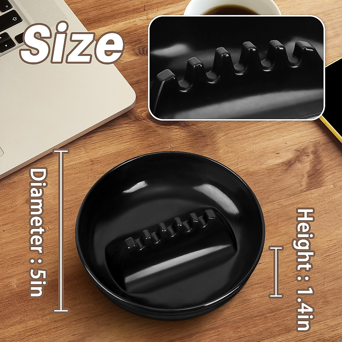 Monoture Ash Tray Outdoor Ashtray for Patio、Home、Office Use,Cool Plastic Ashtrays for Cigarettes, Home Ashtrays With 5 Cigarette Ports,ashtray for outside-4 Pack Black