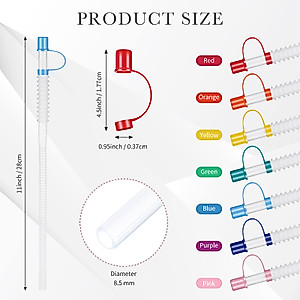 24 Pack 11 Inch Adjustable Straws with Drinking Straw Caps Long Flexible Plastic Bendable Straws Flexible Reusable Straws with 2 Straw Cleaning Brushes for Jumbo Mugs Water Bottle
