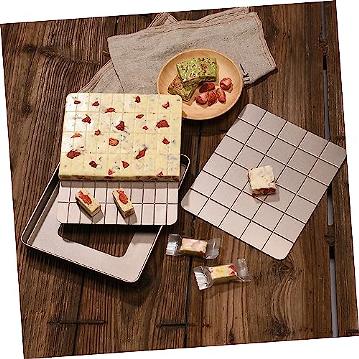 Kichvoe 1 Set Cake Baking Mould Pastry Baking Multipurpose Tool Nougat Making Supplies Microwave Tray Handmade Nougat Molds Stainless Steel Tray Crisp Mold Energy Bar Metal Dedicated