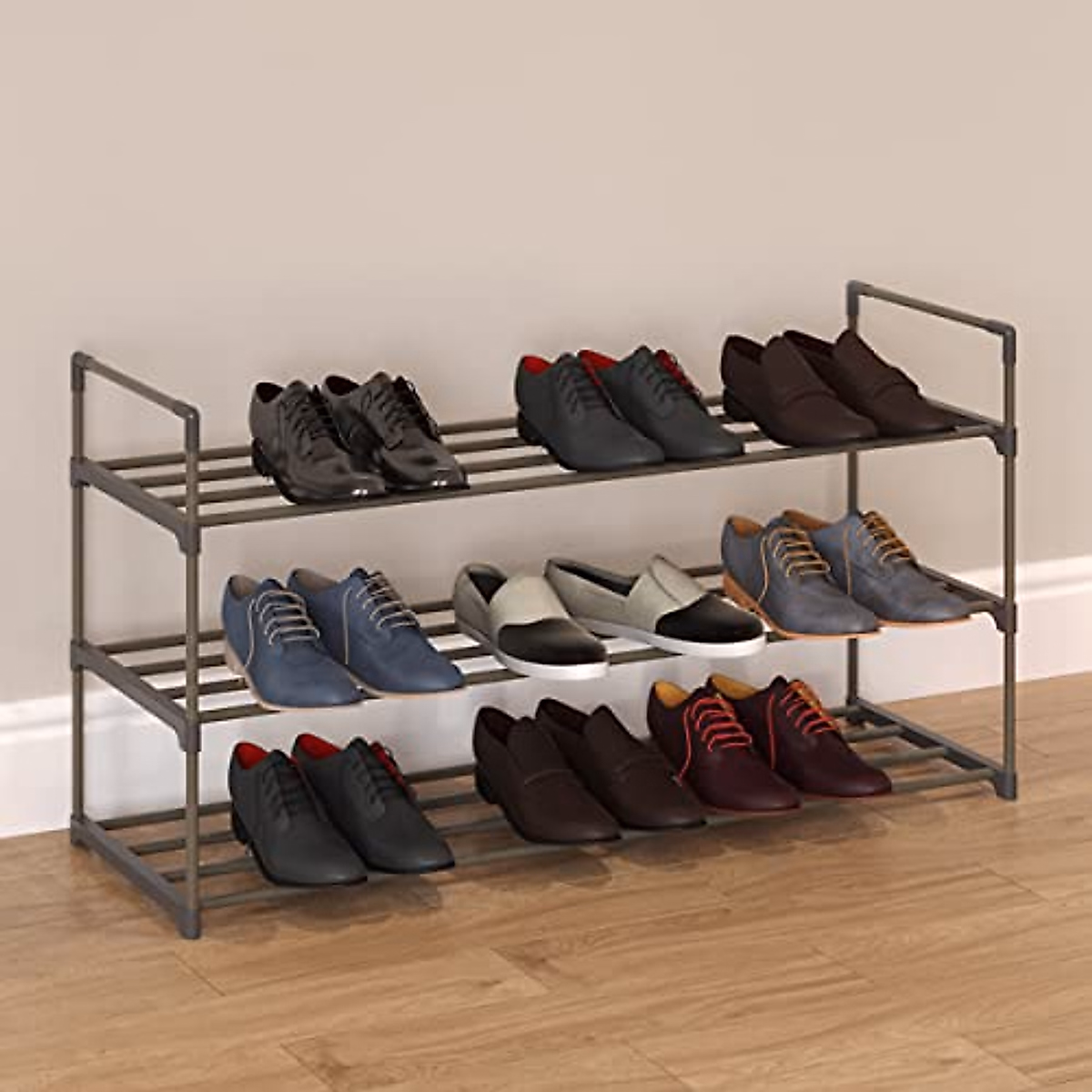 Home Complete Shoe Storage Rack, 3-Tier Organizer for Closet, Bathroom, Entryway