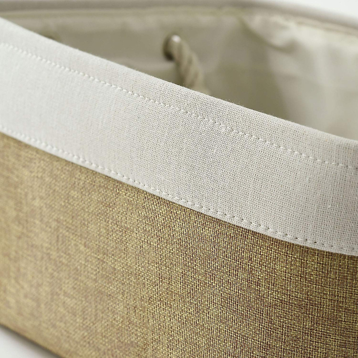 Sacyic Storage Baskets for Shelves, Fabric Baskets for Organizing, Collapsible Storage Bins for Closet, Nursery, Clothes, Toys, Home & Office [9-Pack, White&Khaki]