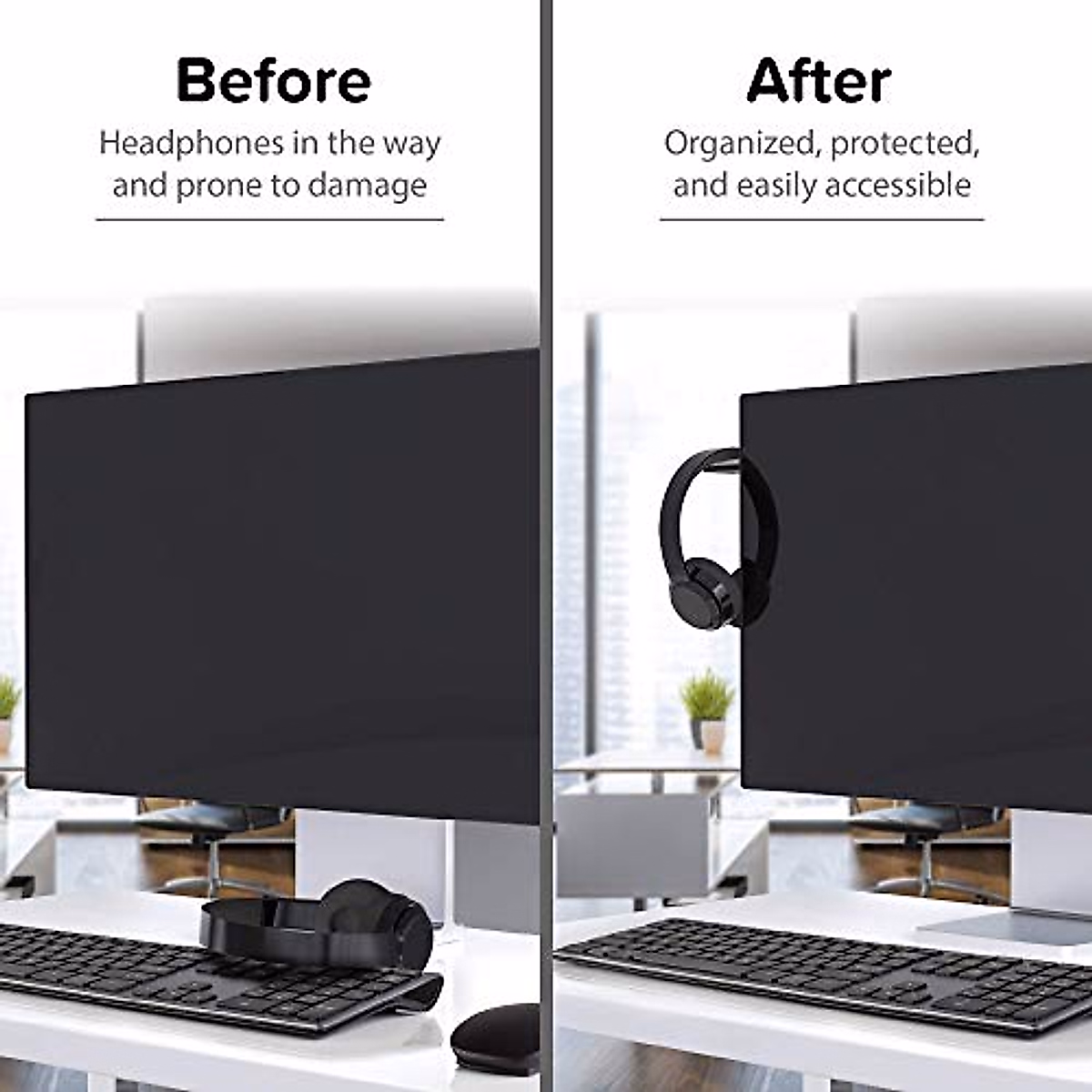 TotalMount Monitor Stand for Headphones and Headsets (Premium-Grade Holder Saves Desk Space and Protects Headphones)