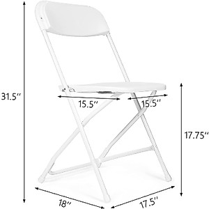 LUCKYERMORE 6 Pack White Plastic Folding Chair, Foldable Party Chairs, 330 lbs Capacity,Indoor Outdoor Folding Chairs,for Wedding Backyard Events Meeting House Festivals Dinner,Stackable