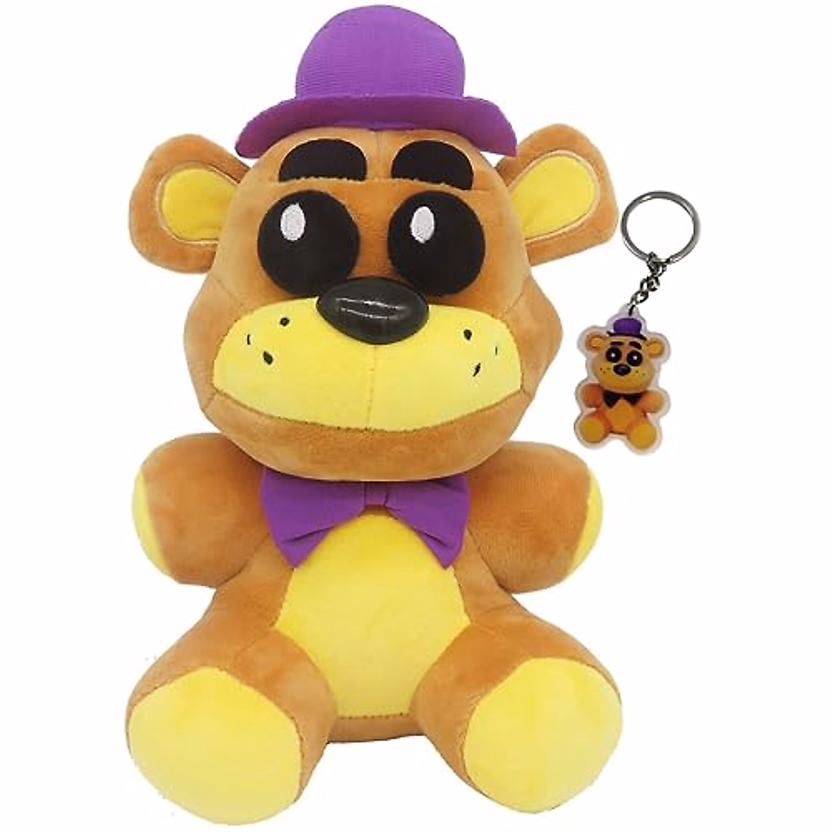 DOGIACO Golden Freddy Purple Hat 7'' Stuffed Animal with Keychain (in Stock US) Toy Golden Fazbear Plushie Soft/Fazbear Collectible Figure/F-N-A-F Nightmare/Freddy Plush Toys