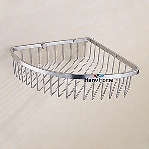 HANEBATH Corner Shower Caddy - Stainless Steel Bathroom Wall Mounted Storage, Brushed Nickel