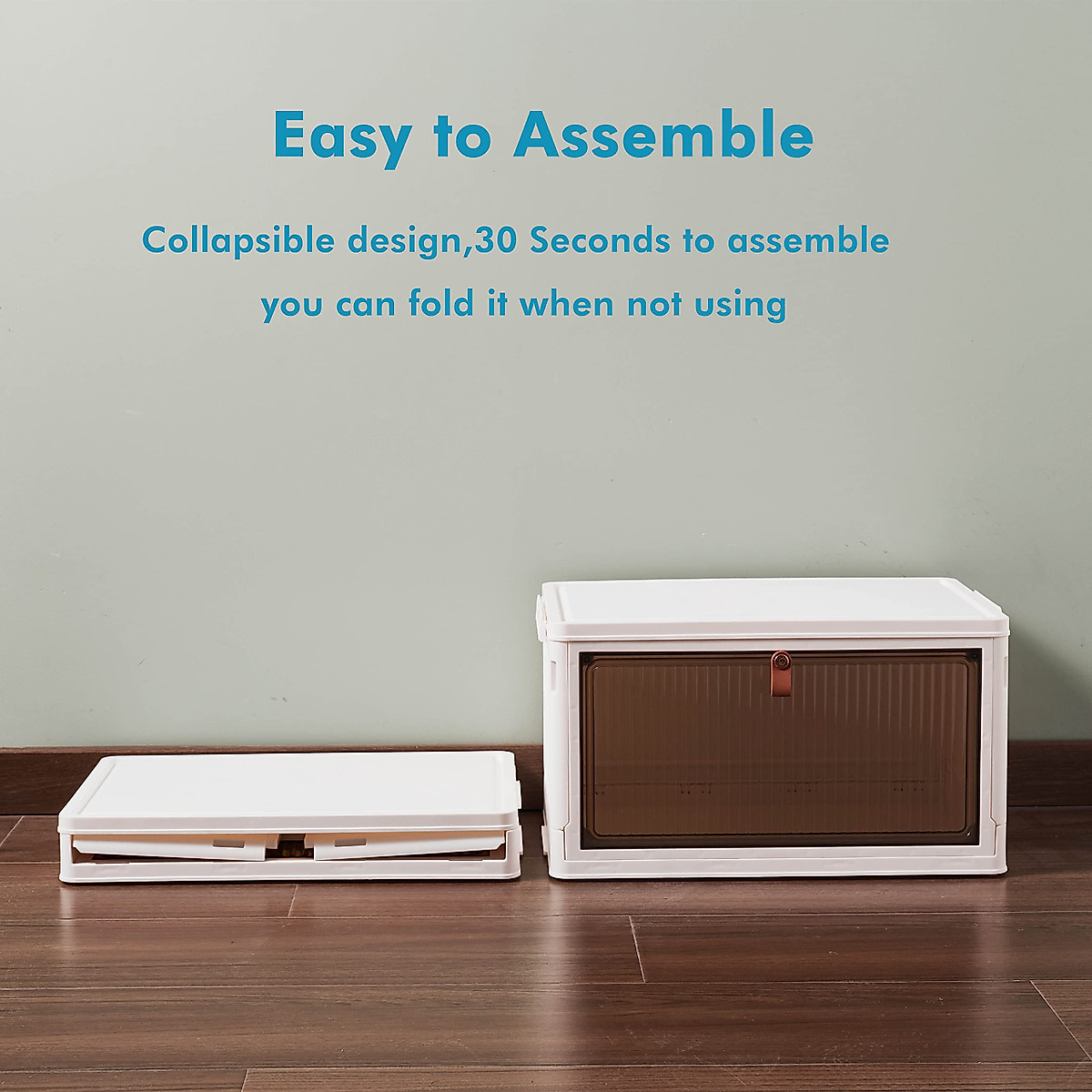 32Qt Plastic Storage Bins Organizer 4 Tier, Stackable Bins for Storage, Storage Boxes with Lids, Storage Containers Organizer for Bedroom Living Room Kitchen Study Office, Durable Folding Storage Boxe