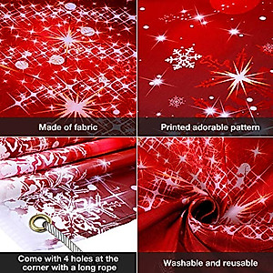 Christmas Decoration Supplies, Large Fabric Winter Red and Xmas Tree Backdrop for Winter Christmas Party Decorations, Red Christmas Backdrop Snowflake Photo Background Banner, 72.8 x 43.3 inch