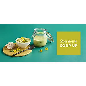 Le Parfait Super Jar, Canning Jars, 750mL French Glass Canning Jar w/Round Body, Glass Jars w/Airtight Lid, Canning Jar Wide Mouth, Glass Jar w/Lid, Clear Jars, Clear Glass Jar (24oz/Pint & Half, 1pk)