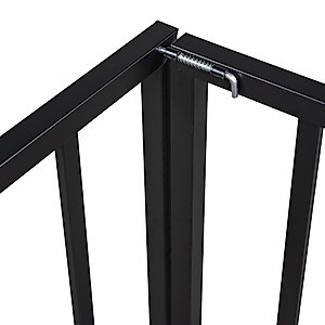 Harper & Bright Designs Queen Metal Floor Bed Frame with Rails, Queen Montessori Floor Bed with Fence and Door, for Kids Girls Boys (Queen Size, Black)