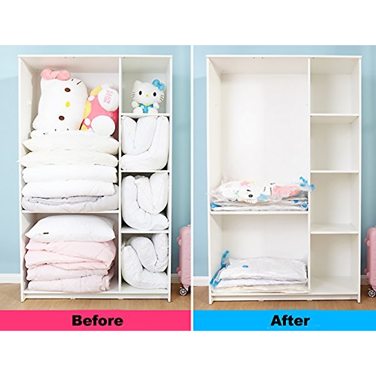 Vacuum Storage Bags Space Saving Bags for Comforters Clothes Pillow Bedding Blanket Storage, Double Zip Lock Seal & Leak Valve, Free Travel Hand Pump Included (4 Pack Medium - 28 * 20 inches)