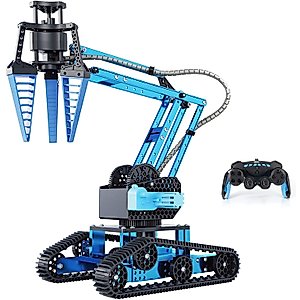 Top Race 15 Channels 2.4G Remote Control Robot Arm | DIY 151 pcs Electronic RC Toys Educational | Alloy Metal Mechanical Robotic Arm Building Kit | Take Apart STEM Hobby Gift Toy for Kids 8+ & Adults