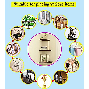 zhiyu&art decor Wall Mount Floating Corner Shelves Set of 3, 11.8-9.8 -7.8 Inches Hanging Rustic Wall Storage Display Shelf for Bedroom, Living Room, Kitchen, Office(Brown Floating Shelves)