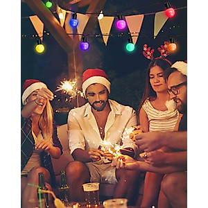 ASAHOM Smart LED Outdoor String Lights, 50ft G40 RGB Globe Patio Lights, 25 Shatterproof Multi-Color LED Bulbs, Voice & WiFi APP Control, Waterproof Connectable Hanging Lights for Garden Party Decor