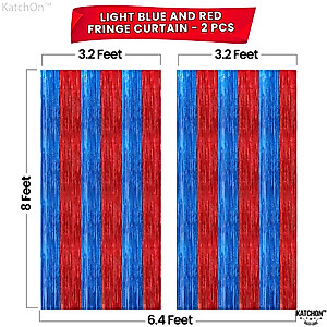 KatchOn, Red and Blue Streamers, Pack of 2 - Xtralarge, 8x3.2 Feet | Red and Blue Fringe Curtain, Red and Blue Party Decorations | Circus Theme Party Decorations | Red and Blue Carnival Decorations