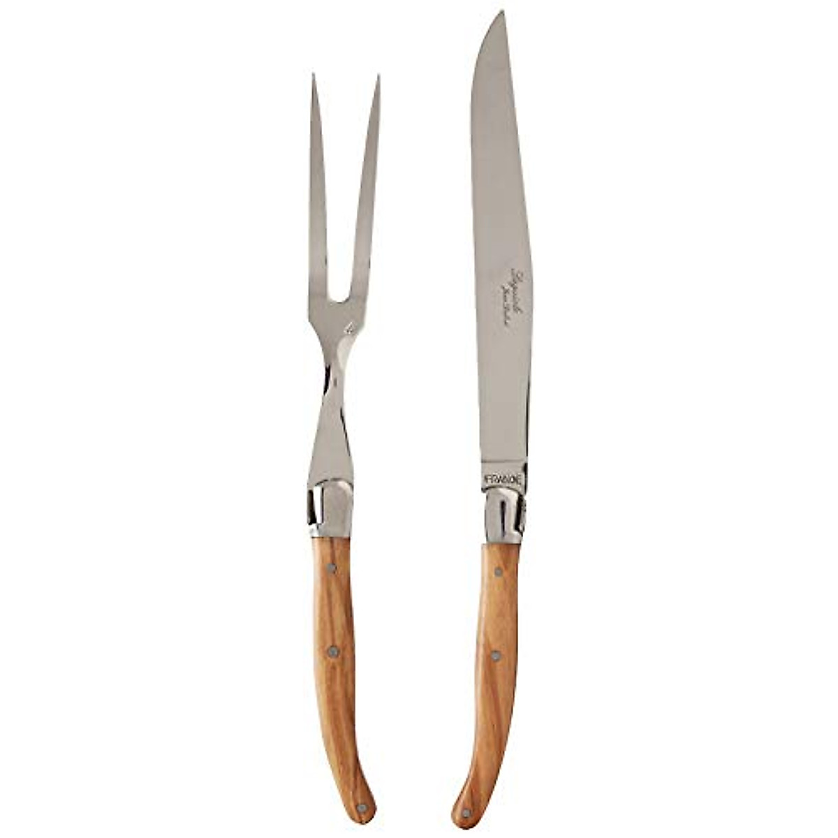 Jean Dubost Olive Wood Carving Set