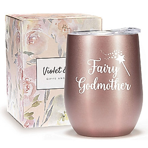 Violet & Gale Fairy Godmother Gifts for Women - Godmother Proposal Tumbler Cup Wine Glass 12oz - Beautiful Godmother Gifts from Godchild Coffee Mug Godparents Announcement Gift