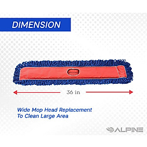 Alpine Industries Heavy Duty Microfiber Mop Head - Cleans Wide Areas - Commercial Super Absorbent Mop Head (36 in, Single Pack)