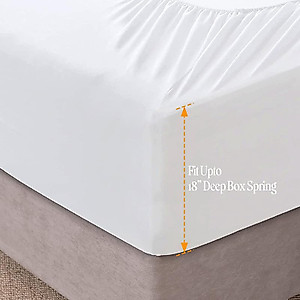 Banke Bihari Mattress Box Spring Cover Full XL Size Fits Upto 18" Inch Deep All Around Elastic for Snug Fit Your Mattress Polyester Fabric Thick Box Spring, White
