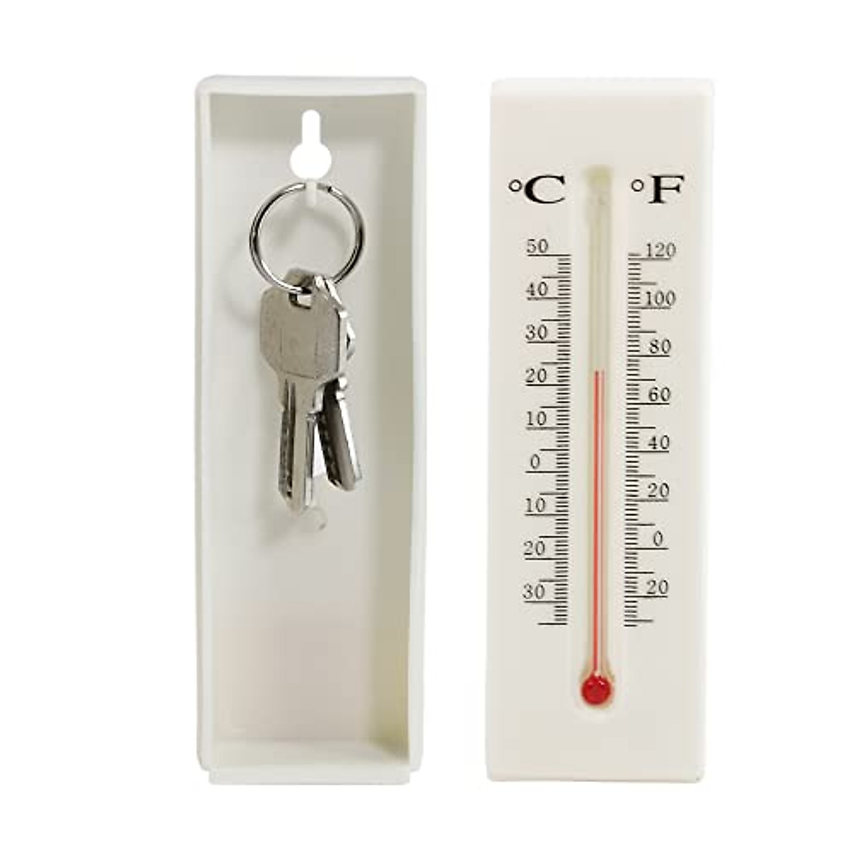 WYZworks - Thermometer Hide a Key Holder House Car Stash Temperature – Ideal for Indoor and Outdoor Purposes - Temperature and Humidity Meter with Celsius/Fahrenheit (℃/℉) – Hidden Key Holder