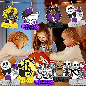 9Pcs Nightmare Before Baby Shower Centerpiece Honeycomb Nightmare Table Decorations Nightmare Before Decorations for Halloween Nightmare Christmas Baby Shower Party Decorations Halloween Baby Shower