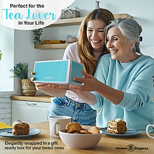 Tea Gift Sets for Tea Lovers Women and Men | Tea Gifts | Tea Gift Set | Tea Sets for Women | Stainless Tumbler | 15 Unique Teas | 10 Honey Straws | Gift Box Tea Set (Rose Gold)