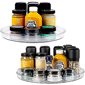 vacane 2 Pack Clear Lazy Susan Organizer Turntable for Cabinet Pantry Lazy Susan 10" Cabinet Organizer for Kitchen, Refrigerator Countertop, Bathroom