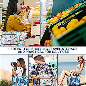 Aflngle 2-Pcs Reusable Grocery Bags with Handles Foldable Washable Shopping Bags Waterproof Large Capacity Shopping Tote Bag