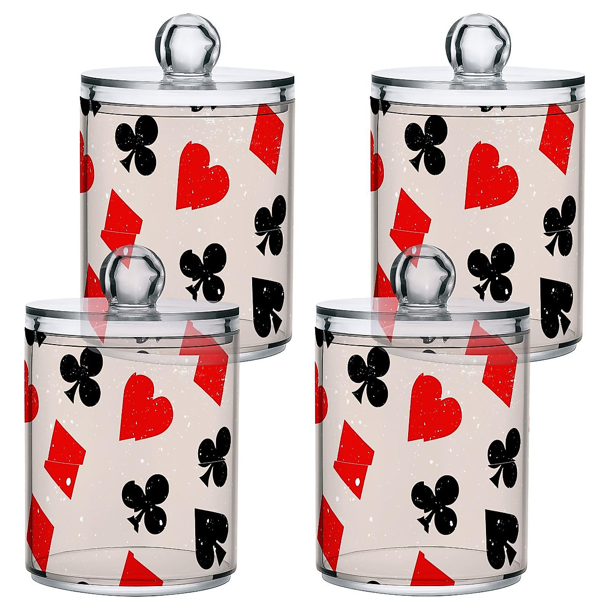 Poker Cards 2 Pack Qtip Holder Organizer Dispenser Plastic Bathroom Jars Storage Containers with Lids Clear Jars for Cotton Balls Q-Tips