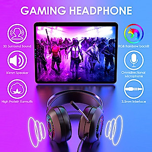 ZIYOU LANG Wireless Gaming Keyboard Mouse and Wired Headphone with Ergonomic 87Key Rainbow Backlight Rechargeable 3800mAh Battery Mechanical Anti-ghosting Mouse pad for PC Laptop Gamer Typist(Black)