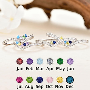 SOWORTH Mothers Ring with 1-5 Birthstones, S925 Silver Personalized Birthstone Rings for Women, Promise Ring, Custom Gifts for Mom Grandma (8)