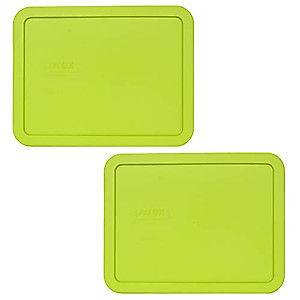 Pyrex 7211-PC 6-Cup Edamame Green Rectangle Plastic Food Storage Lid, Made in USA - 2 Pack