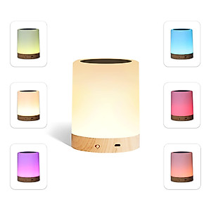 TLAOTNIY Night Light Touch Sensor Lamp,Soft Eye Bedside Table Lamp, Dimmable Warm White Light & 13 Color Changing RGB for Kids Bedroom/Room/Dorm (120mm-Silver)