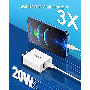 USB C Wall Charger Block, 20W 2Pack Dual Port USB-A USB-C Power Adapter Plug PD Fast Charging Block Cube Brick for iPhone 14/Pro Max/Plus/13/12/11/Mini, XS/XR/X/8/7/6, iPad Pro/Air, Google Pixel 7/6/5