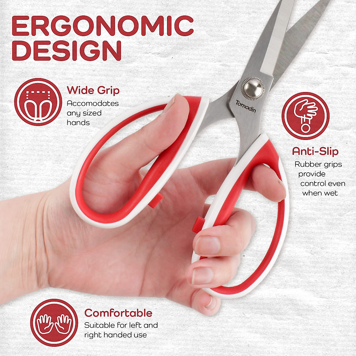 JubileeYarn Workhorse Bertha All Purpose Heavy Duty Scissors - Red & White - 1 Pair