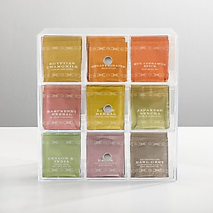 mDesign Plastic Tea Bag Caddy Box Storage Container Organizer Holder with 3 Drawers - for Kitchen Pantry, Cabinet, Countertop - Holds Coffee, Sugar Packets, Drink Pods - Clear