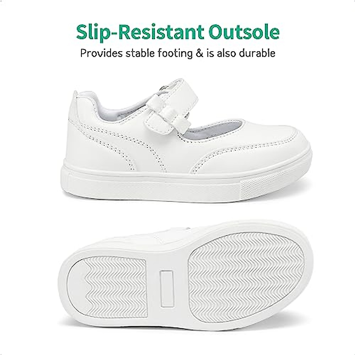 DREAM PAIRS Kids Girls Mary Jane Sneakers Strap Toddler Little Girls School Shoes Soft Walking Party Flat Shoes White Size 10 Toddler SDFS2323K