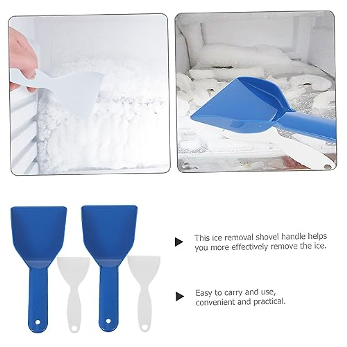 YARNOW 4pcs Flat Freezer Removal Refrigerator ice Spade ice Remover Versatile Scraper Household Frost Shovel Plastic Freezer Scraper Handheld deicing Shovel ice Scraper Accessories pp