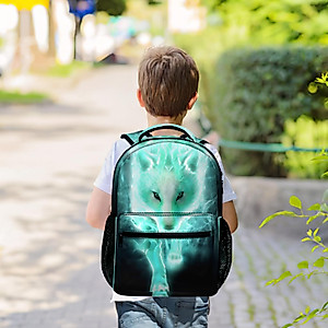 Lightweight Cool Cyan Wolf Backpacks Girls School Bags Kids Bookbags