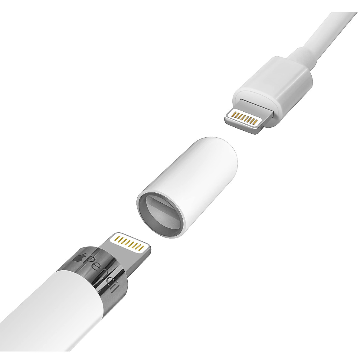 TechMatte Non-Magnetic 2-in-1 Cap Charging Adapter Compatible with Apple Pencil 1st Generation, Female to Female Charger Connector Cap