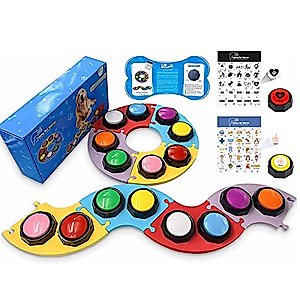 RIBOSY Soundboard, 8 Recordable Buttons with 4 Mats, 50 Stickers, Dog Buttons for Communication - Record& Playback Your Own Voice to Train Your Dog Voice What They Want
