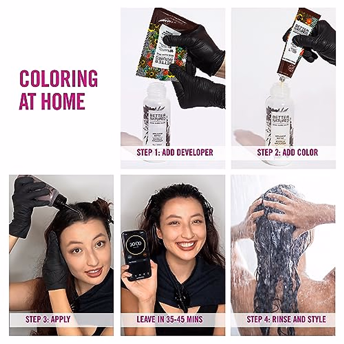 Better Natured 3N Dark Natural Brown Permanent Hair Color Dye Kit (Color, Developer, Barrier Cream, Gloves, Cleaning Wipe, Shampoo and Conditioner) Radiant Color that Lasts up to 8 Weeks