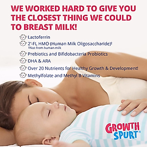 Growth Spurt Goat Milk Toddler Formula – Powdered Goat's Milk Toddler Formula – Lactoferrin, 2'-FL HMO, Prebiotics, Probiotics, Iron, DHA & ARA, Immune Support, Non GMO Infant Baby (12 Pack)