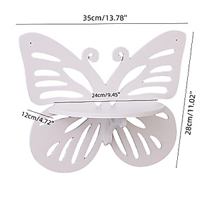 LONG XIN SERIES 1Pcs Butterfly Floating Shelf Butterfly Shape Storage Rack Wood Wall Decor Bookshelf Picture Display for Bedroom Bathroom Living Room Decor Storage